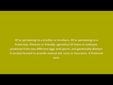 what is the meaning of fraternal.