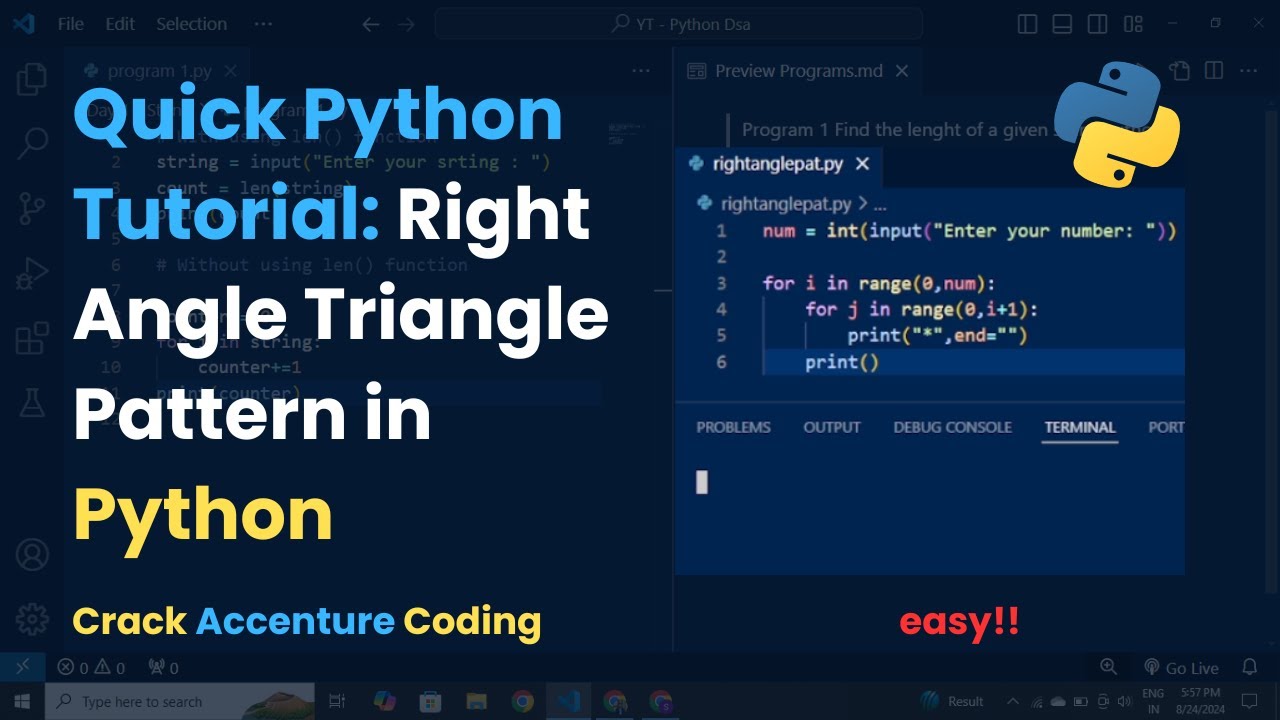 Step-by-Step Guide to Python Patterns | Right-Angle Triangle