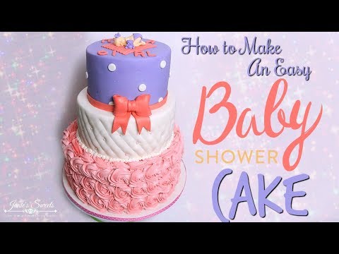 PINK AND PURPLE BABY SHOWER CAKE || Janie's Sweets