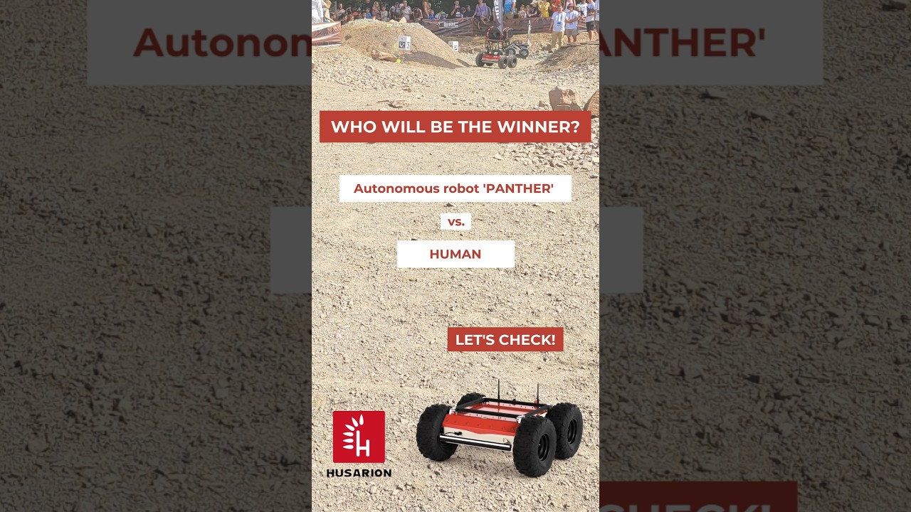 #HusarionPanther vs Human. Who will win? #mobilerobots #ugv