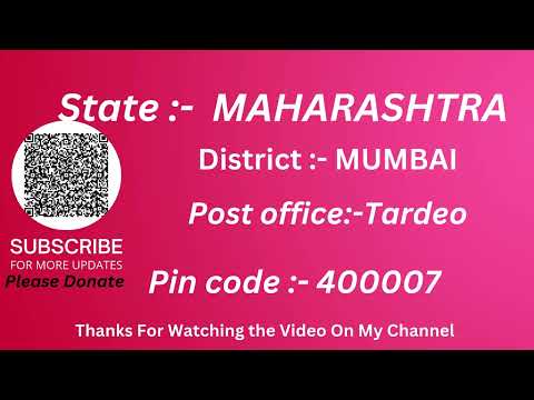 Maharashitra Mumbai Tardeo Ka pin code 400007 / Mumbai Tardeo ka post office