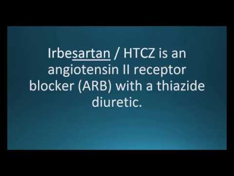 How to pronounce irbesartan / hydrochlorothiazide (Avalide) (Memorizing Pharmacology Flashcard)