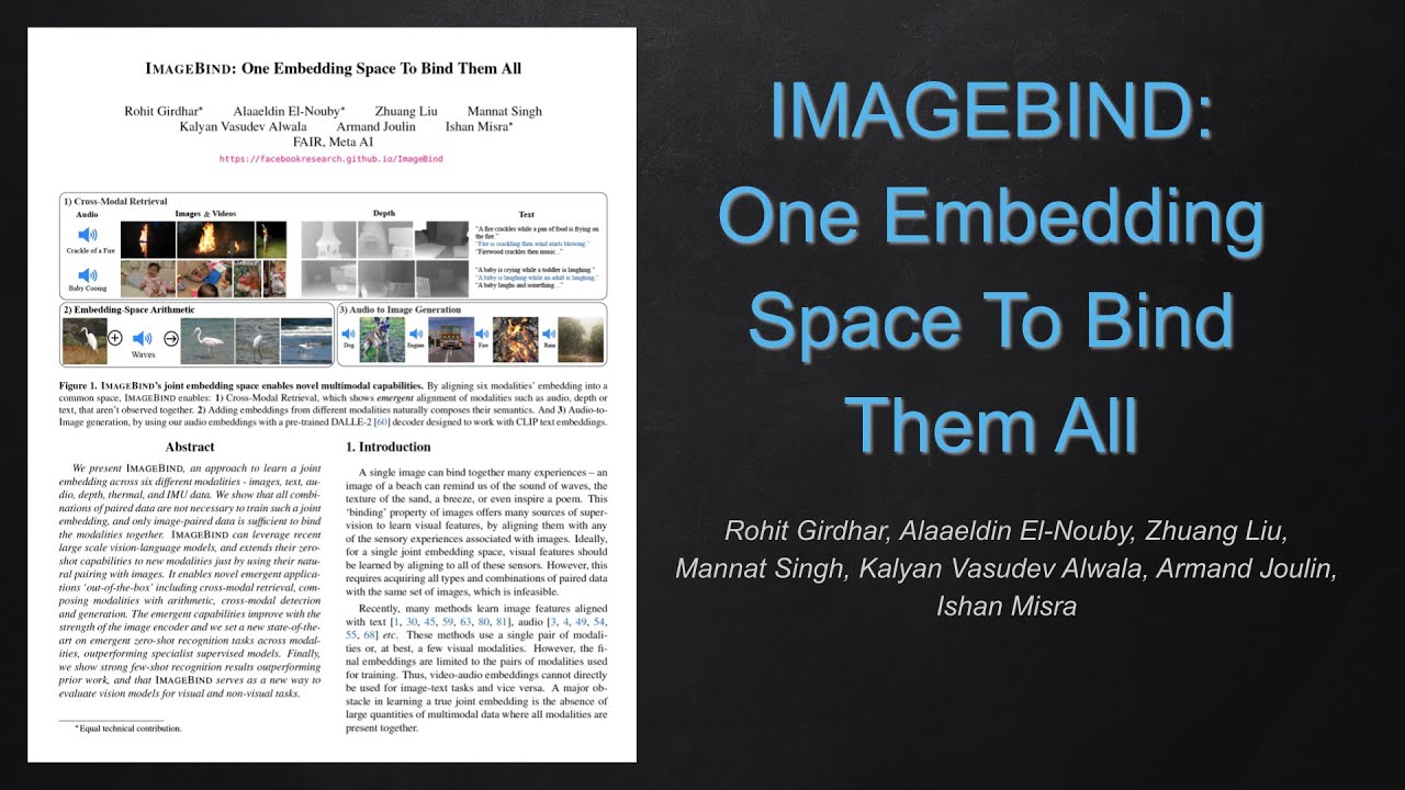 ImageBind: One Embedding Space To Bind Them All