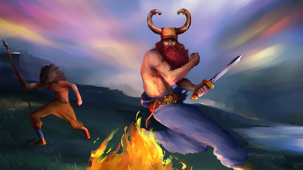 The Horned Viking Spear Dancer of Odin