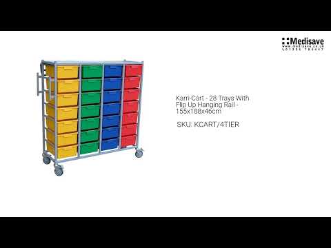Karri Cart 28 Trays With Flip Up Hanging Rail 155x188x46cm KCART 4TIER