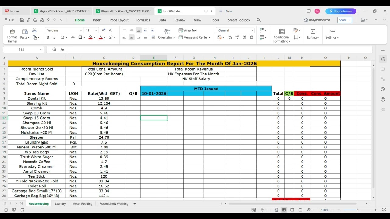 Housekeeping Consumption Report Format | How To Make Consumption Report In Housekeeping|