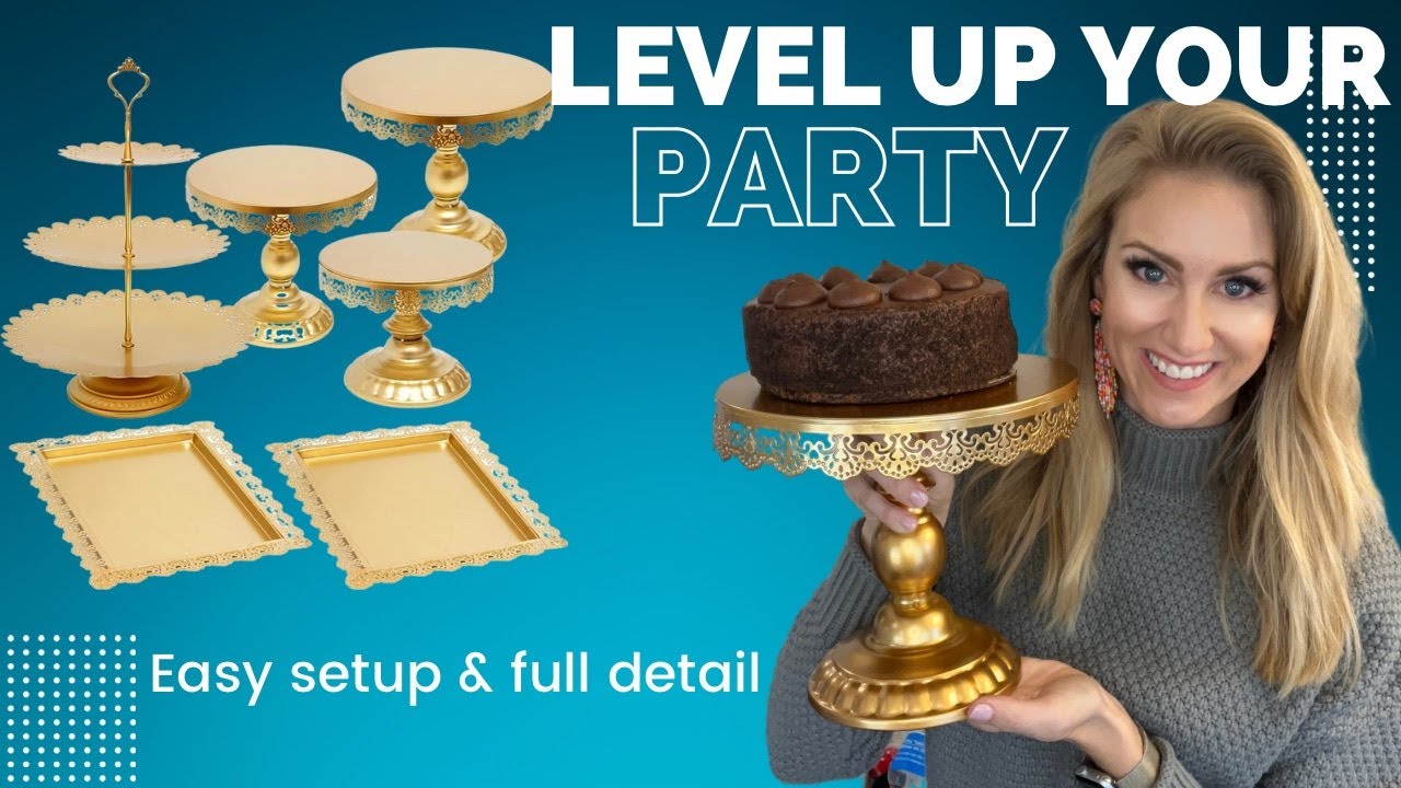 INSTANT ELEGANCE! Gold cake stand set with easy set up #amazonpartyideas
