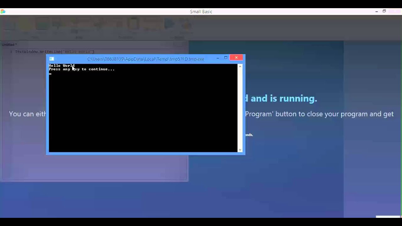 01 Hello World Tutorial (Small Basic Tutorial)