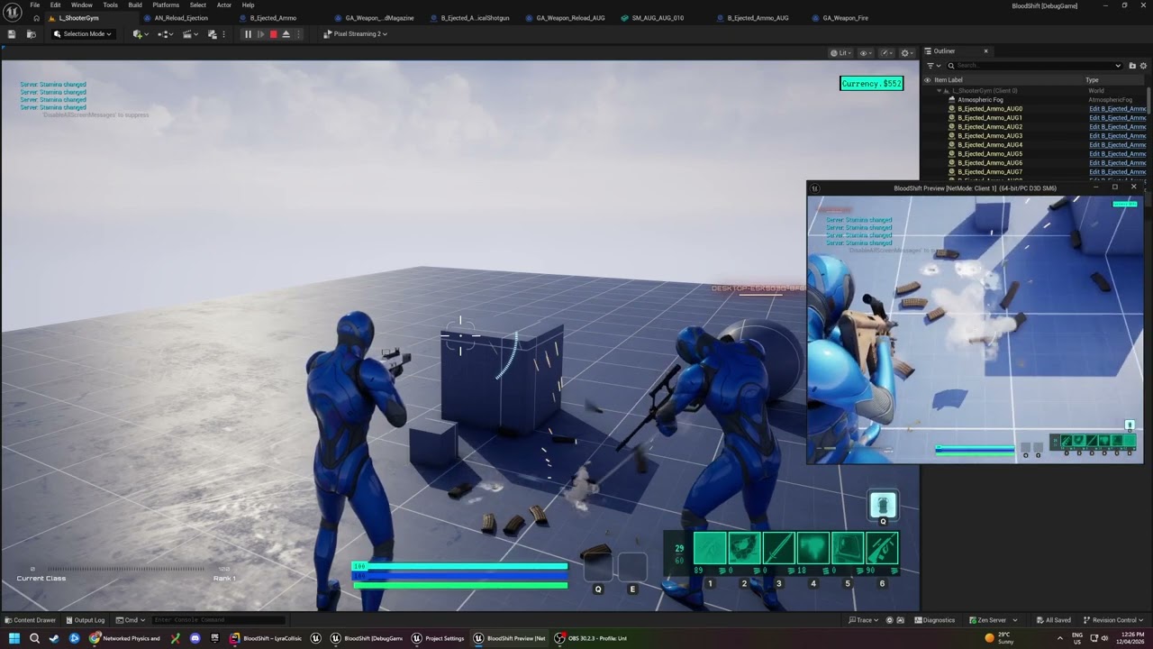 AUG magazine ejection, network replicated physics