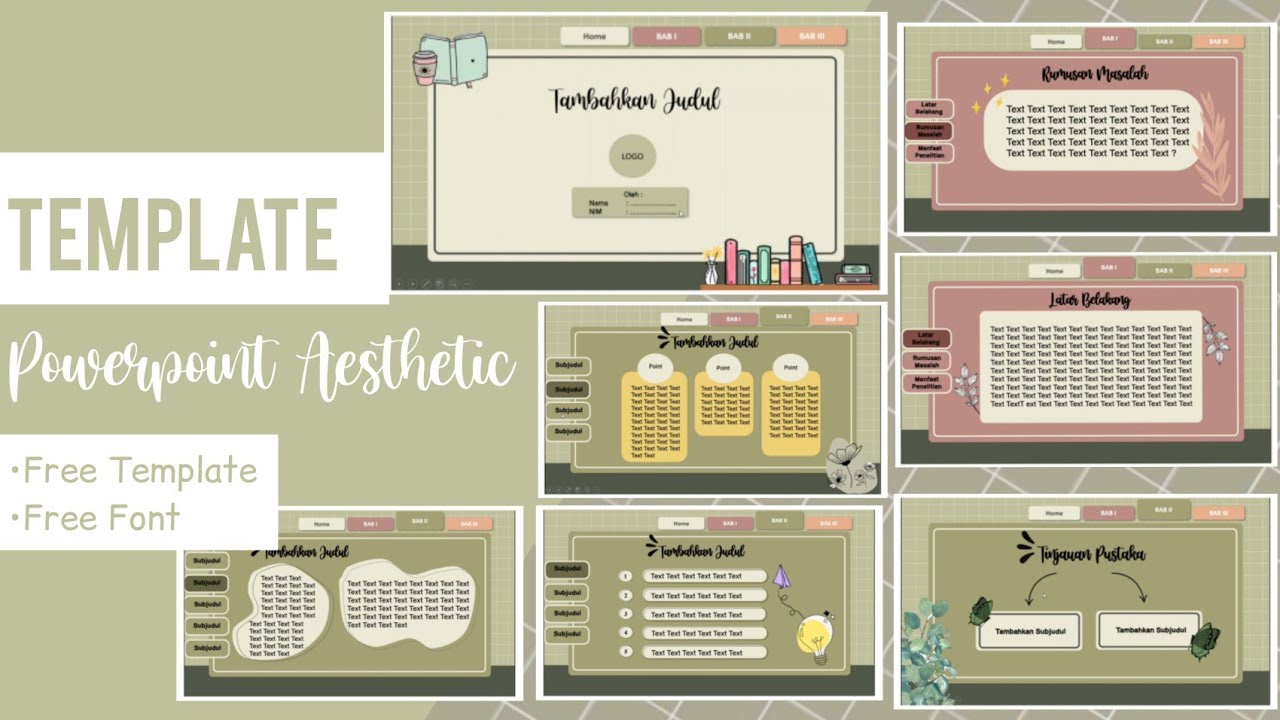 PART #4 | TEMPLATE PPT AESTHETIC | FREE TEMPLATE & FONT | TEMPLATE PPT SEMINAR PROPOSAL