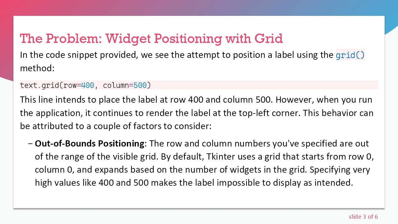 Solving the Tkinter Grid Positioning Problem in Python