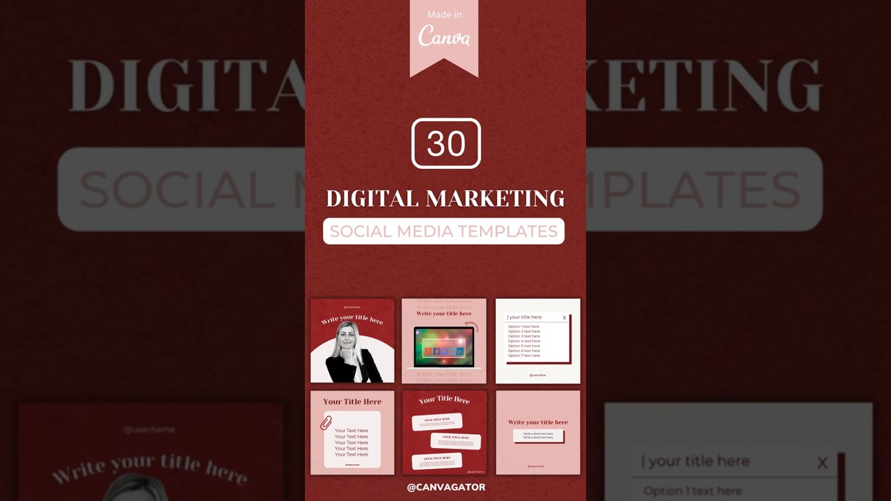 DOMINATE Social Media as a Digital Marketer! 50 Canva Templates to Skyrocket Leads
