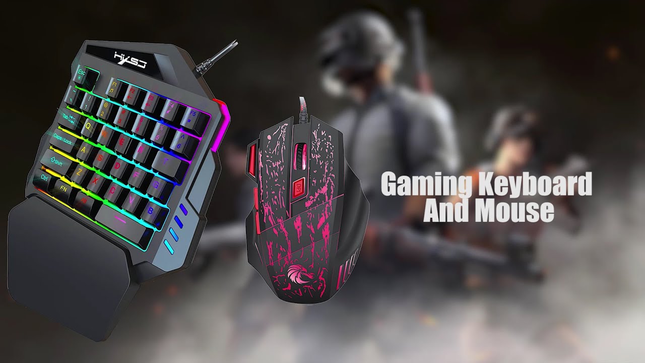 HXSJ J50 One-Handed Gaming Keyboard 35 Keys LED Backlight + Wired Gaming Mouse with Breathing Light