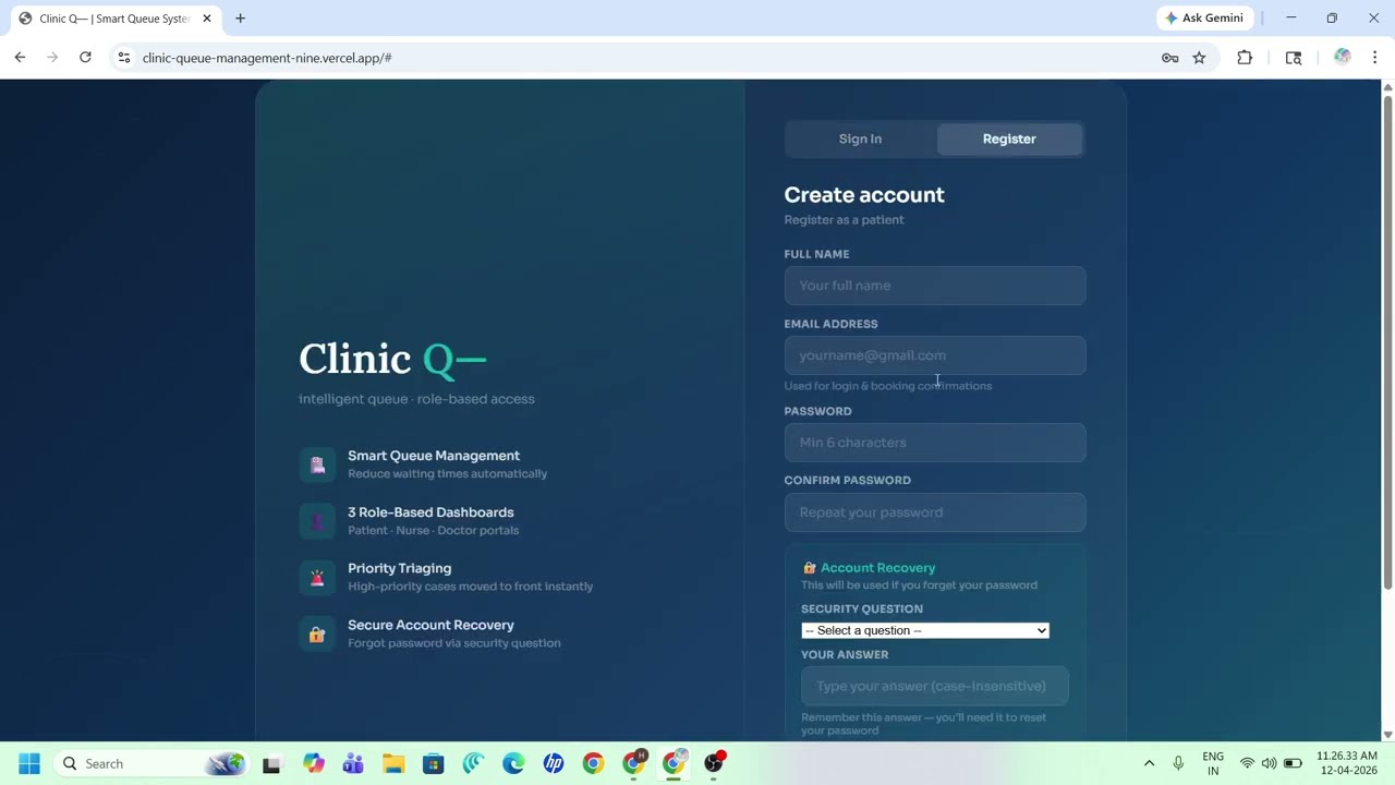 ClinicQ – Smart Queue Management System | Full Project Demo