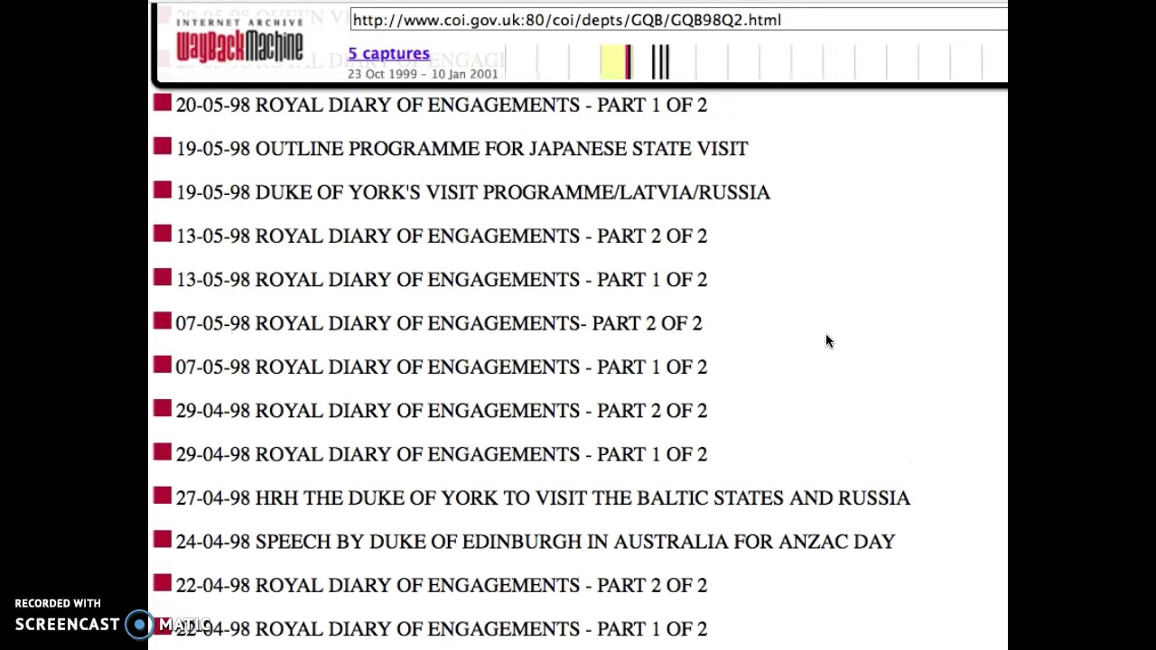 British royalty press releases from 1998 part 2 of 3