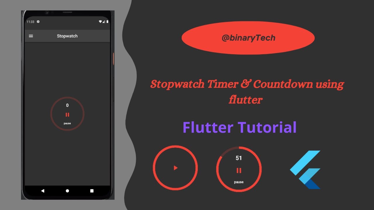Stopwatch timer and Countdown using flutter | Flutter Tutorial for Beginners.