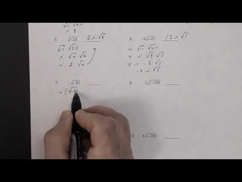 Key Worksheet Simplifying Radicals involving Real and Imaginary Numbers