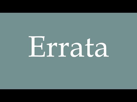 How to Pronounce ''Errata'' Correctly in French
