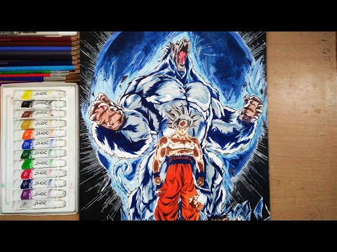 drawing goku ultra instinct and great ape oozaru [watercolor]