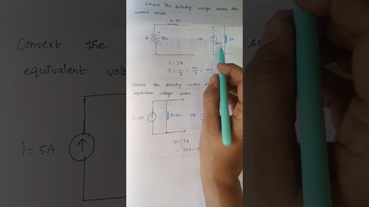 converting voltage source to current source and current source to voltage source