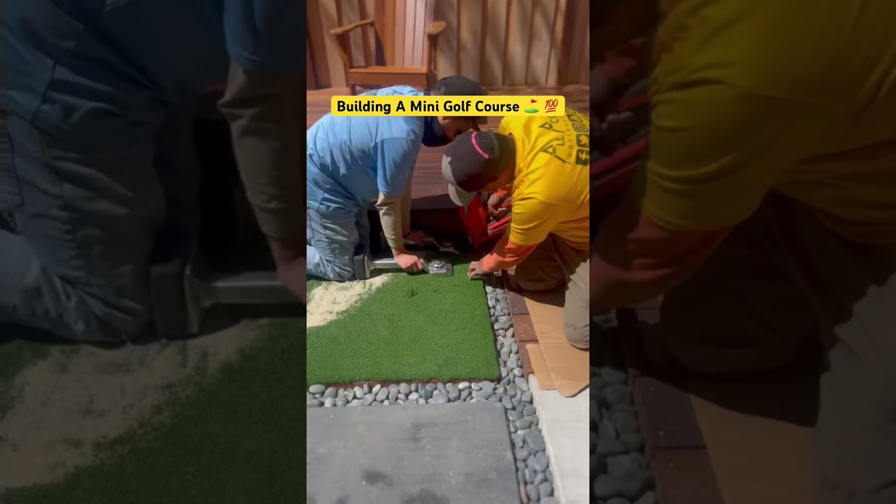 Building A Mini Golf Course | Modern Landscape Ideas | Backyard DIY | #turfinstallation #golf ⛳️💯