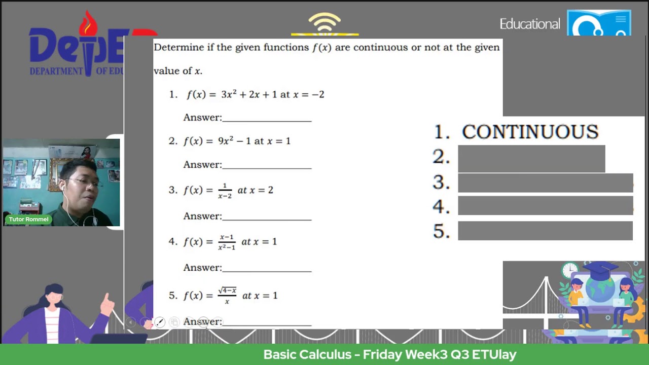 Basic Calculus  - Friday Week3 Q3 ETUlay