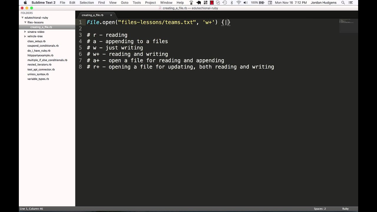 Creating a file with Ruby