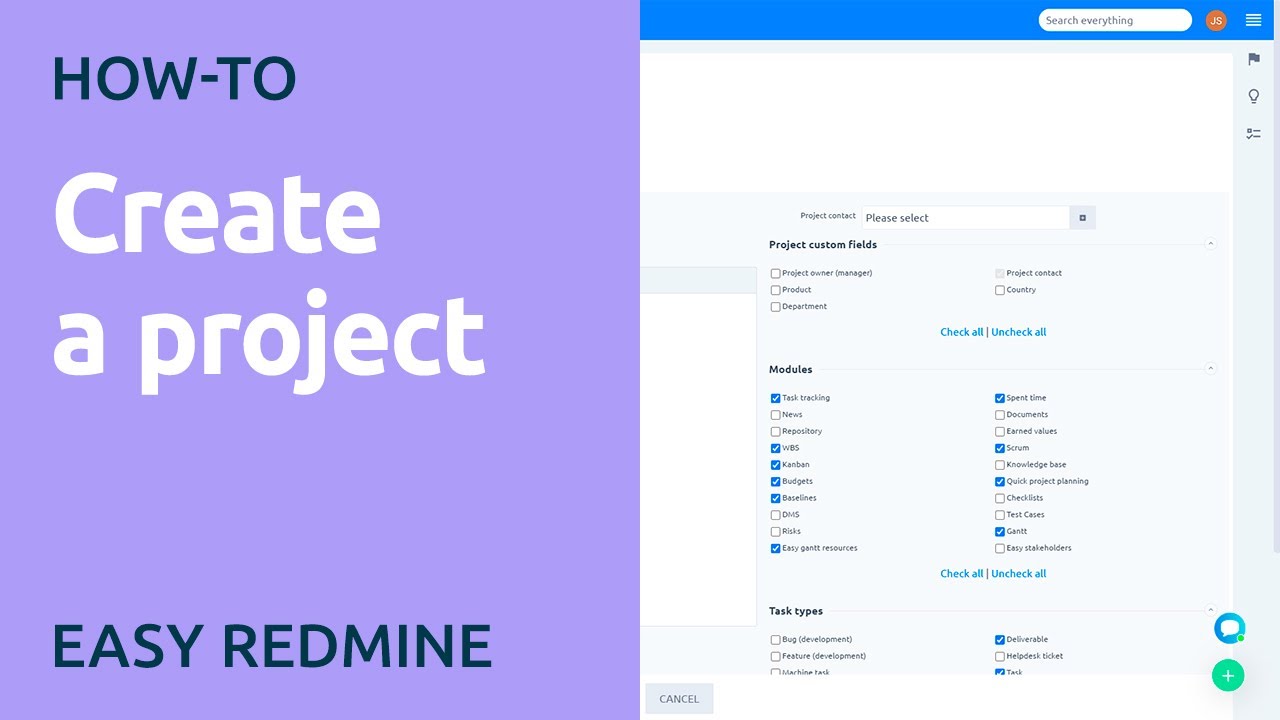 How to create a project in Easy Redmine