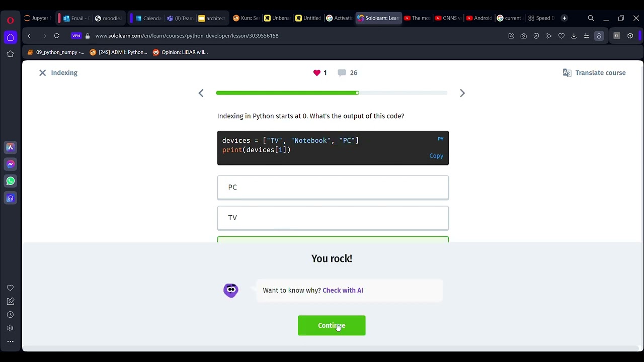 30 Indexing | Python Developer | Sololearn