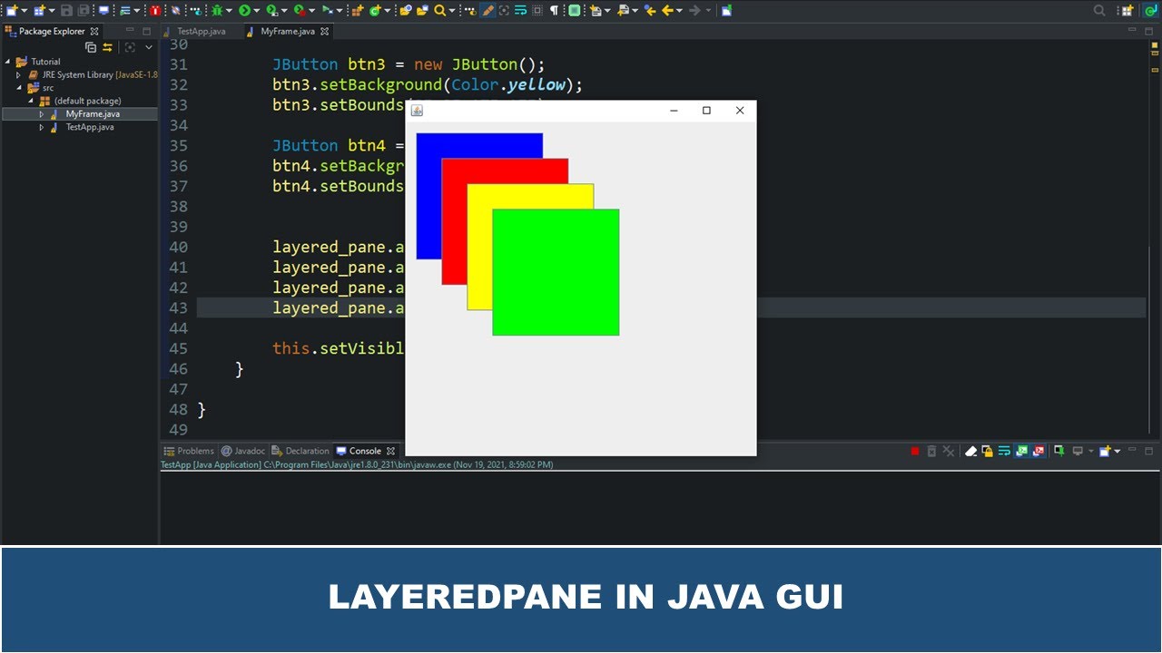 Java GUI Tutorial #62 -  Create a LayeredPane Using JLayeredPane Class In Java GUI Swing