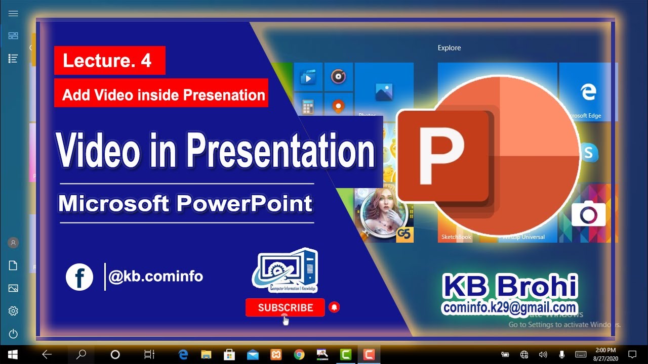 Lec. 4. How to add Video in PowerPoint Presentation- Videos in PPT  || KB Brohi