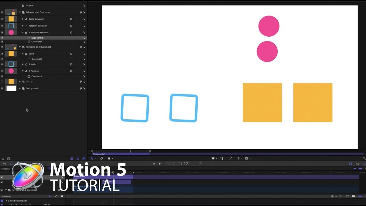 Apple Motion 5 Tutorial: The Overshoot Behavior Part 2