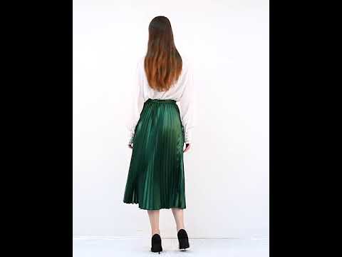 Allegra K Women's Zip Closure Accordion Pleated Metallic Midi Party Skirt