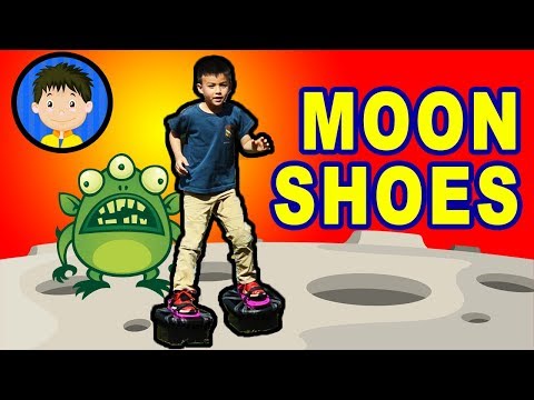 Blastoff! Trying out Moon Shoes Toy - Connor unboxes and reviews moon shoes