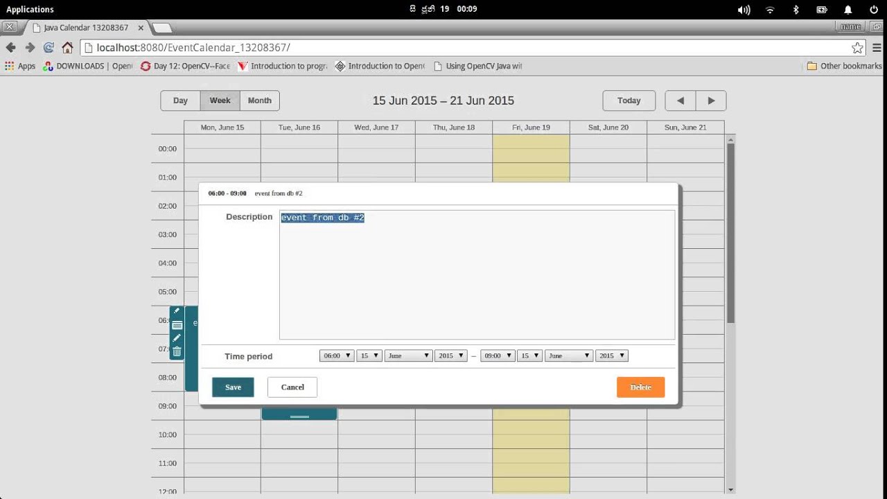Java Event Calendar -  COMP3006L