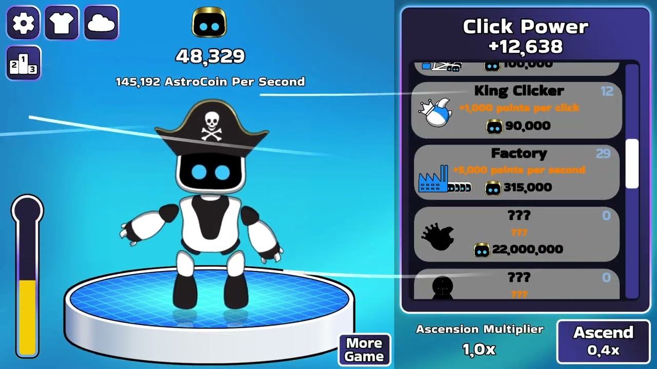 Astro Robot Clicker | gameplay (free web videogame)