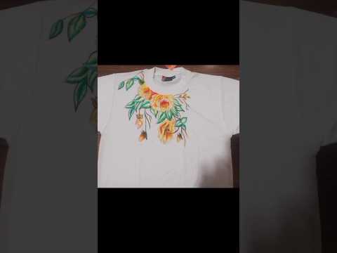 Fabric flower painting | painting flowers on T-shirt #fabricpainting #flowerpaint #tshirtpainting
