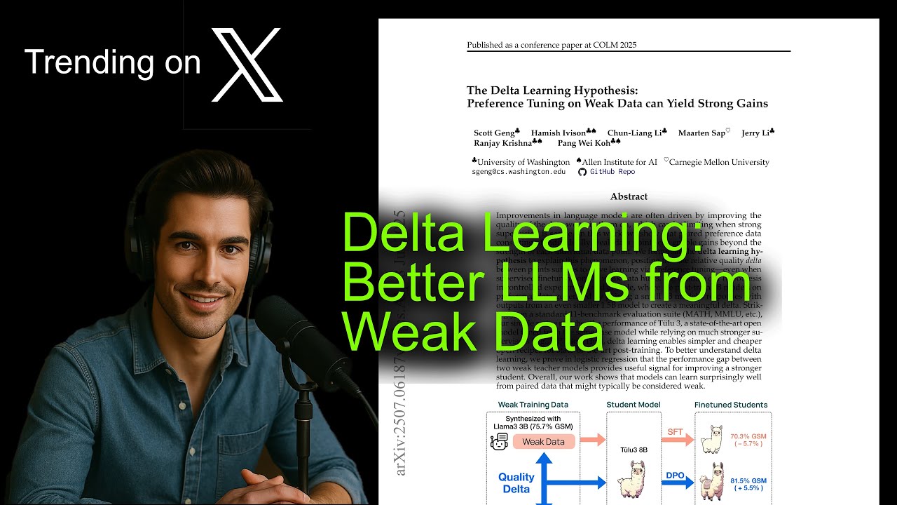 Delta Learning: Better LLMs from Weak Data