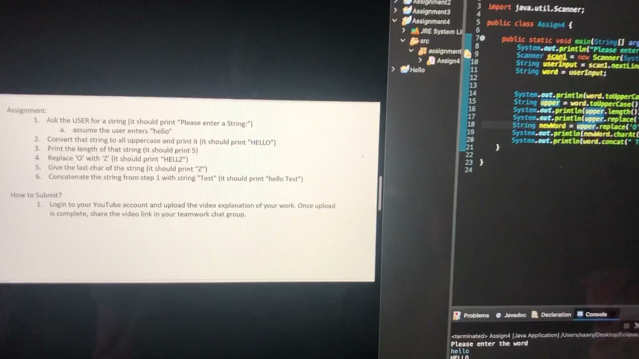 Java assignment 4 string