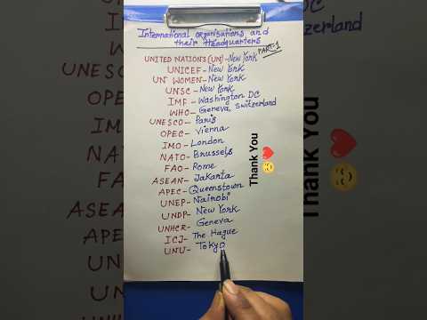 international organisations & their headquarters || #shorts