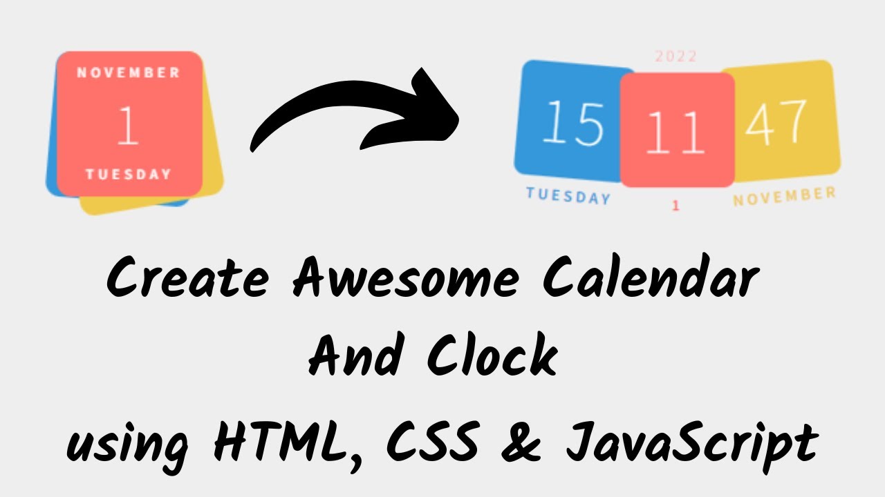 Create Working Calendar And Digital Clock in HTML, CSS & JavaScript | JavaScript Projects