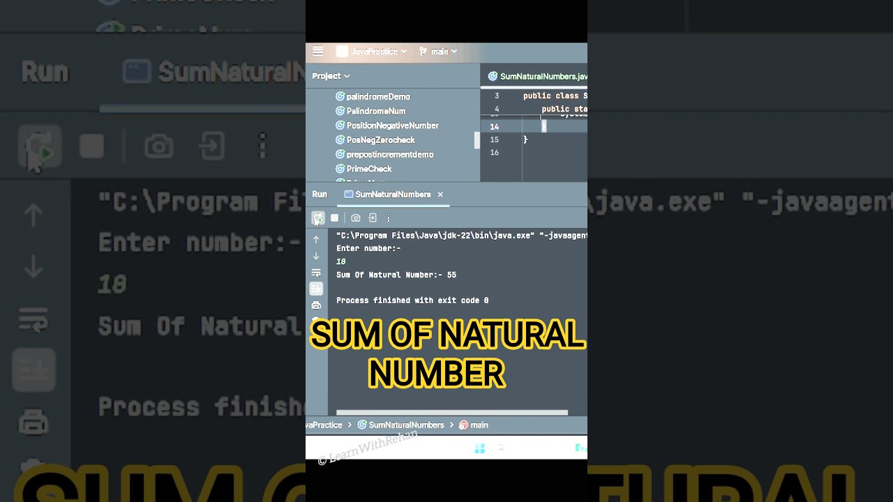 💡 Find Sum of N Natural Numbers in Java | Simple Logic Explained for Beginners 🚀 #coding #numbers