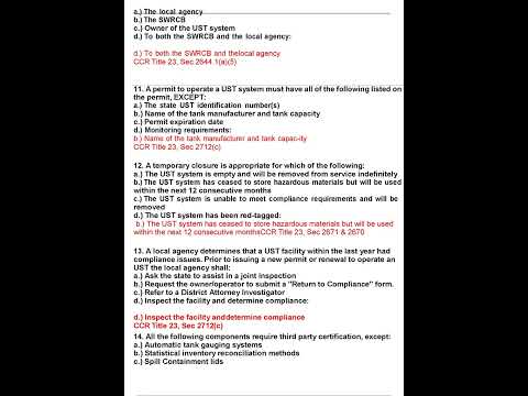 2023 2024 ICC CALIFORNIA UST SERVICE TECHNICIAN CERTIFICATION ACTUAL EXAM 150 QUESTIONS AND CORRECT