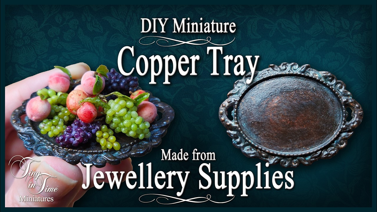 DIY Miniature Vintage Copper Tray | Easy Miniature Tutorial | 1:12 Scale