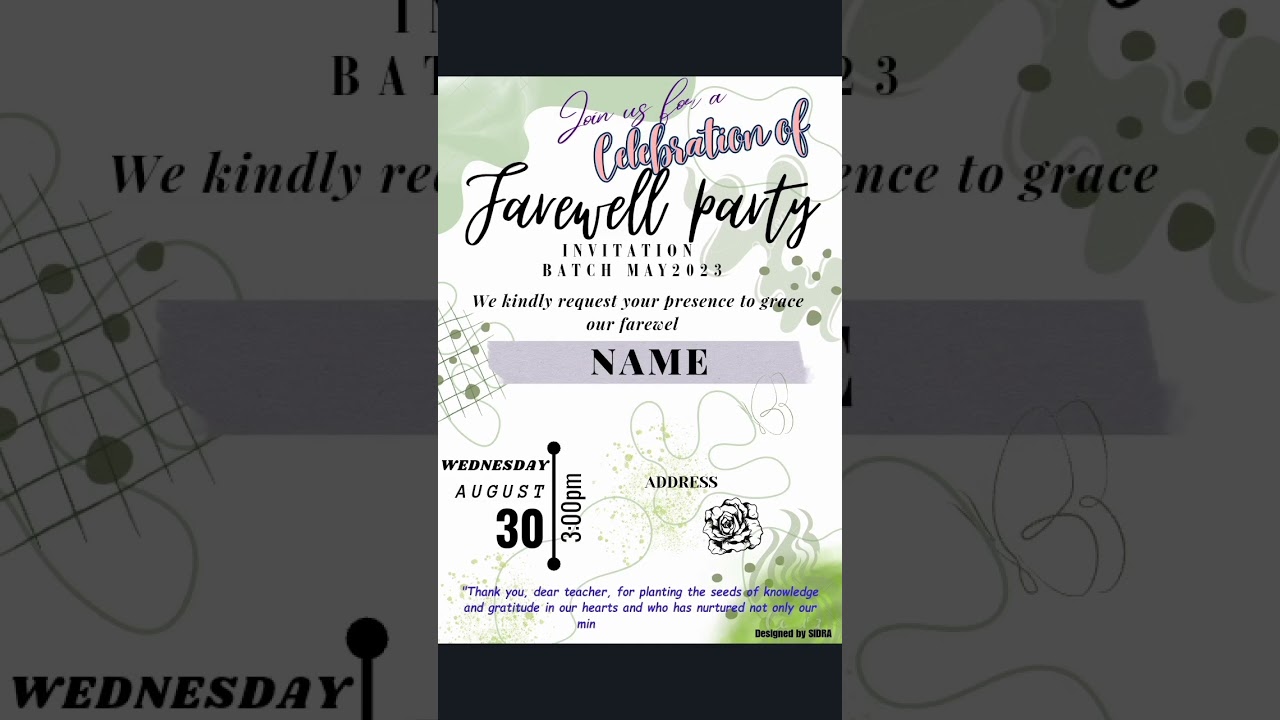 farewell invitation card design #digitalart