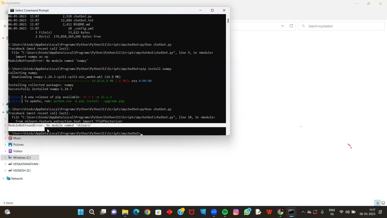 internship certificate training program AI simple chatbot design process using python|919698548633