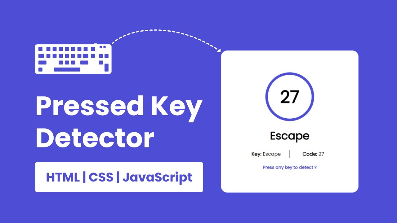 Pressed Key Detector in JavaScript | KeyPress in JavaScript | HTML CSS JavaScript | CodingTails