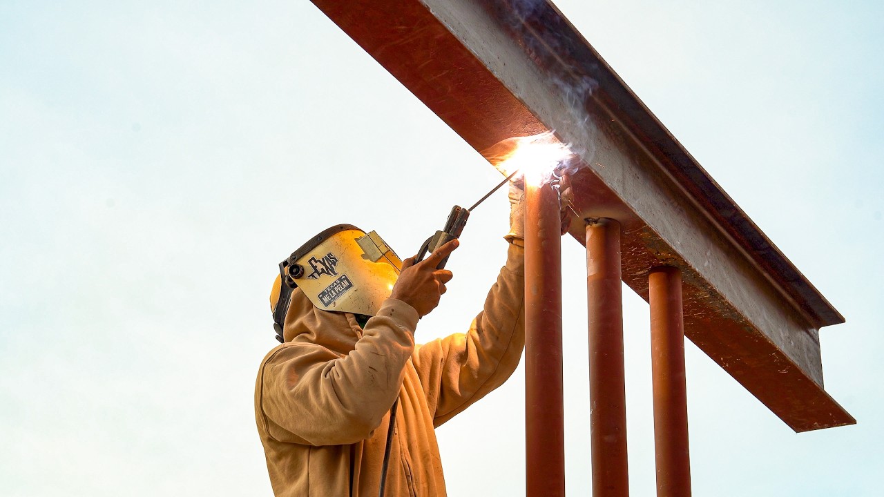 Installing 30,000 lbs of Structural Steel Start to Finish | Satisfying Welding ASMR