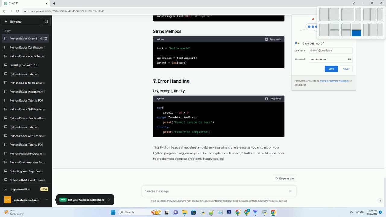 python basics cheat sheet