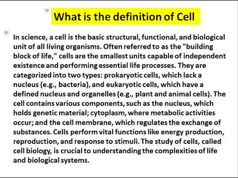 what is the definition of cell in science